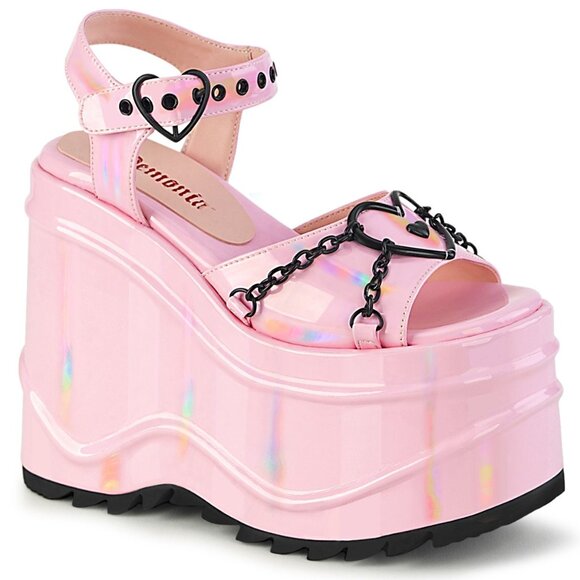 Demonia | Shoes | Demonia Wave 9 Baby Pink Platform Sandals With Ankle ...